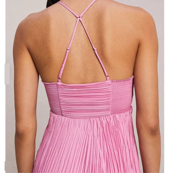 A.L.C. | Dresses | Alc Angelina Plisse Satin Pleated Dress In Chateau Rose | Poshmark